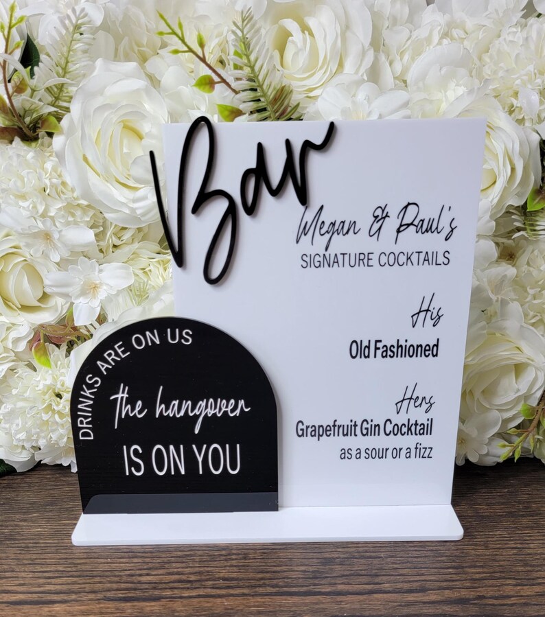 Double Arch Bar Menu, 3D Bar Writing, Wedding Decorstylish Acrylic Menu ...