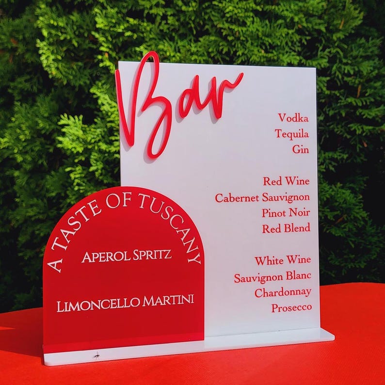 Double Arch Bar Menu, 3D Bar Writing, Wedding Decorstylish Acrylic Menu ...