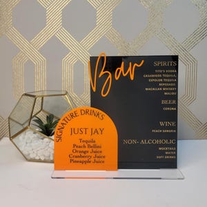 Stylish Acrylic Menu Sign for Bar | Customized Wedding Menu Board ...