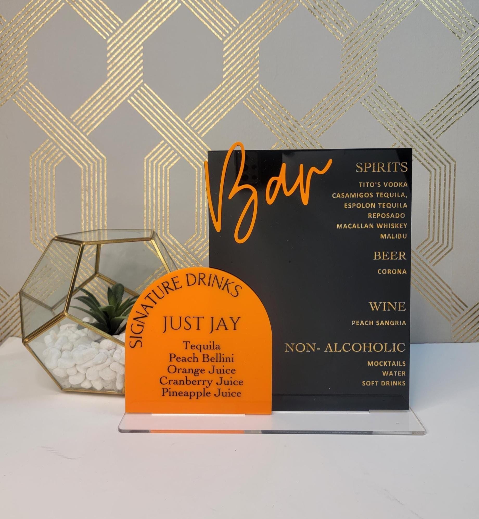 Stylish Acrylic Menu Sign for Bar | Customized Wedding Menu Board ...