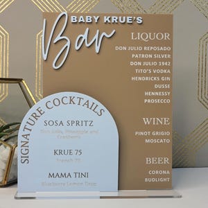 Stylish Acrylic Menu Sign for Bar | Customized Wedding Menu Board ...
