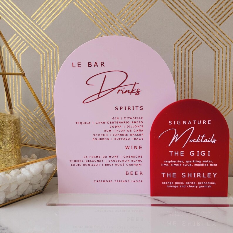 Stylish Acrylic Menu Sign for Bar Customized Wedding Menu Board ...