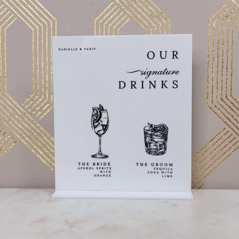 Stylish Acrylic Menu Sign for Bar Customized Wedding Menu Board ...