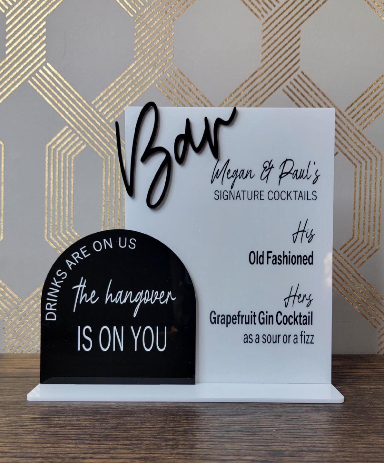 Double Arch Bar Menu, 3D Bar Writing, Wedding Decorstylish Acrylic Menu ...