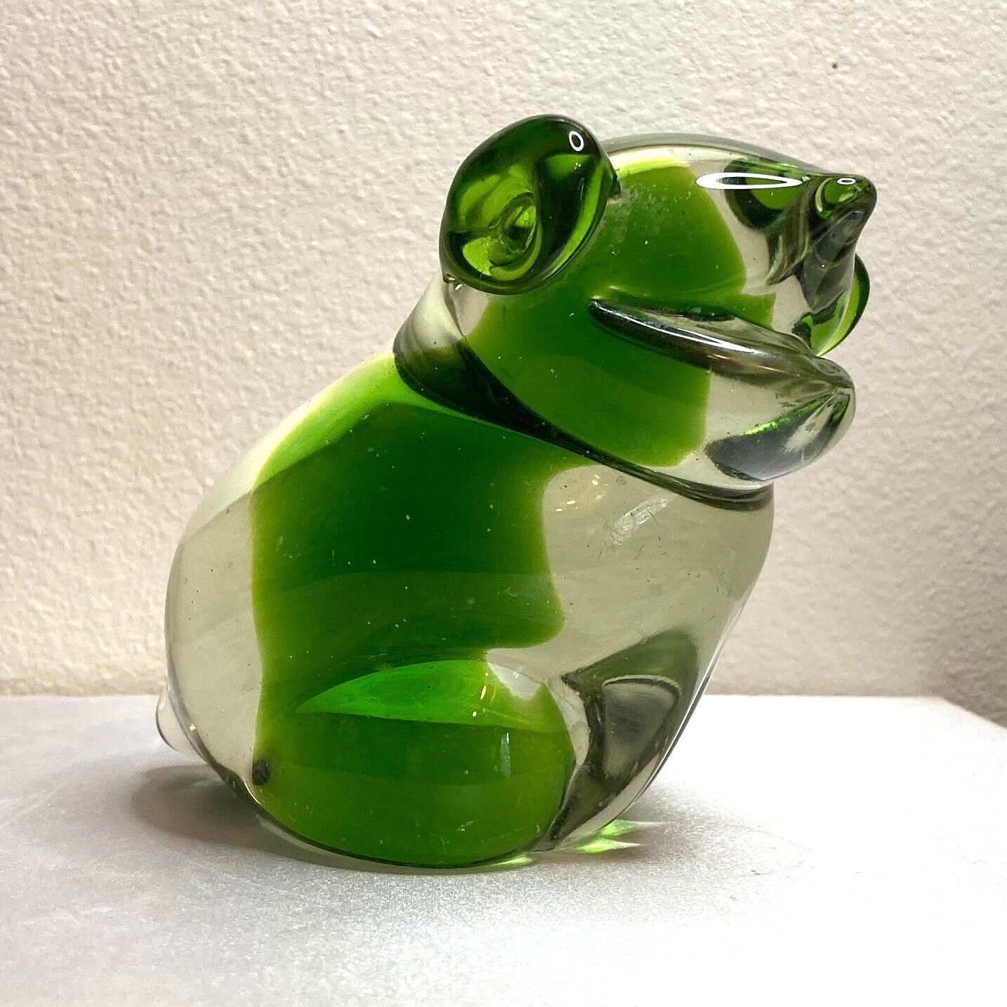 Vintage MCM Italian Murano Green Sommerso Glass Frog Paperweight 1970s ...
