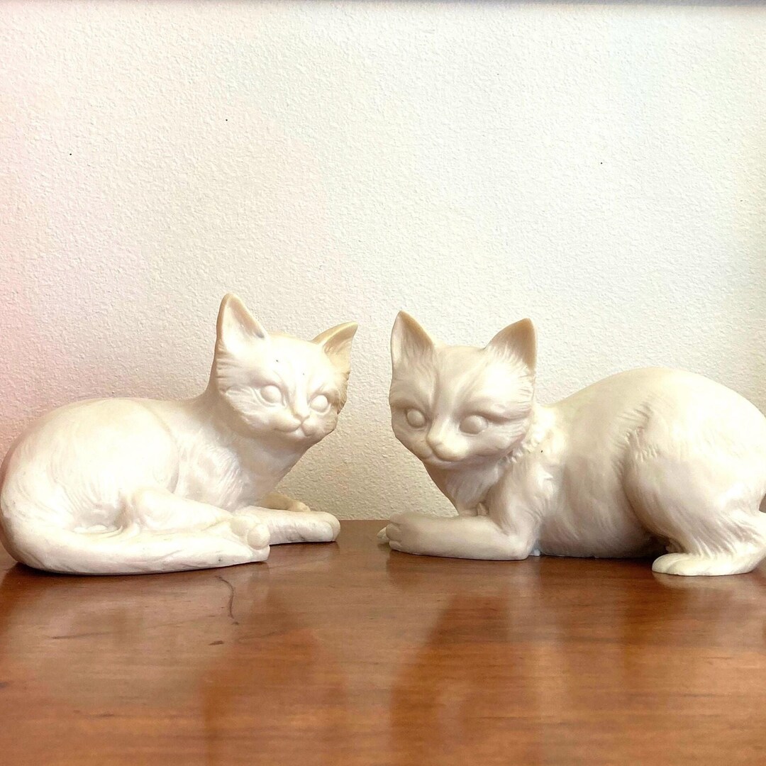 Stunning Authentic Italian 1960s Alabaster Feline Statues, Rare Vintage ...