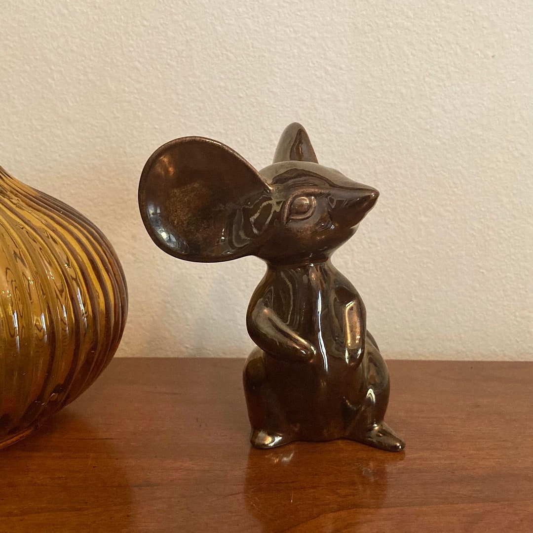 Retro 70s Big-eared Mouse Figurine Handcrafted Ceramic Collectible ...