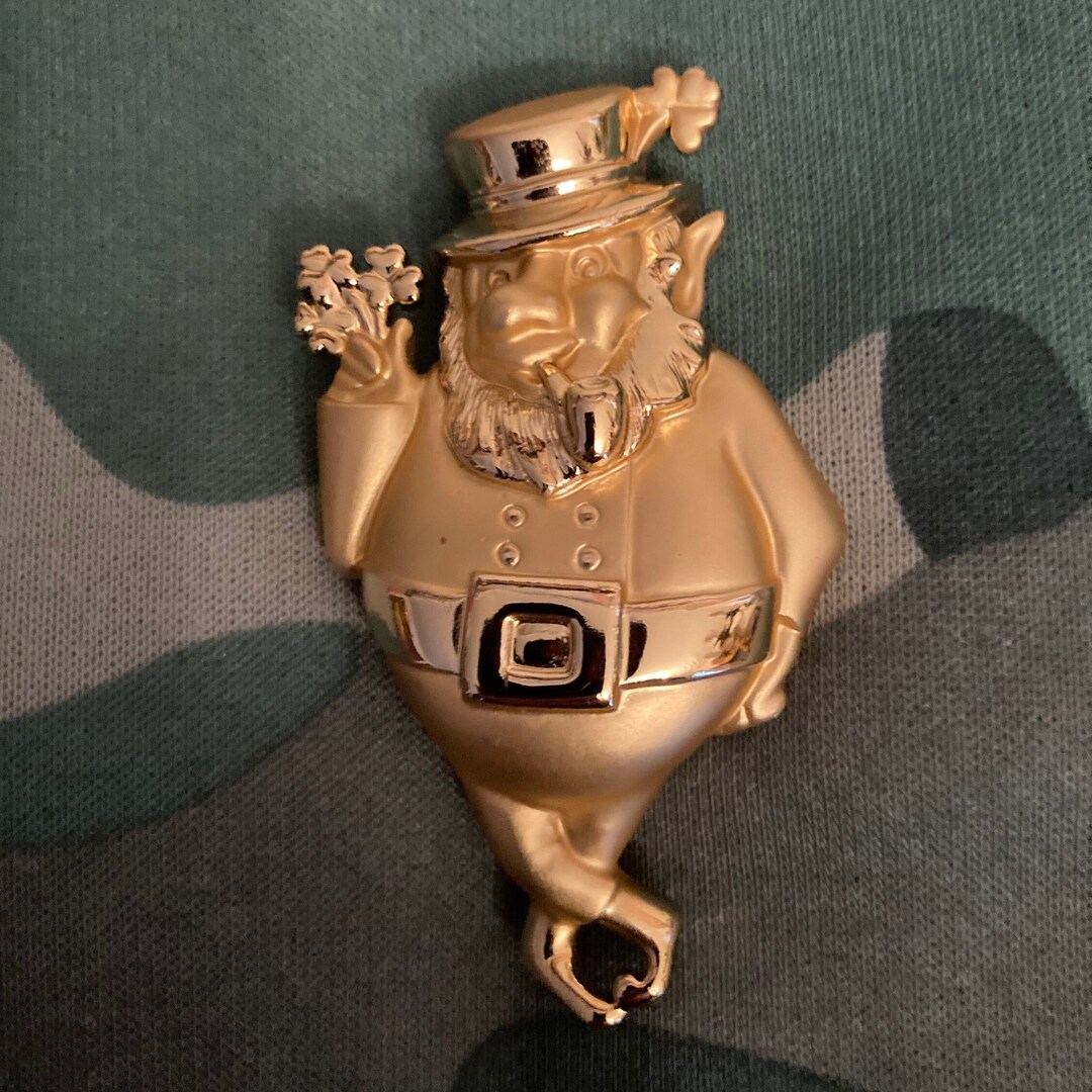 Vintage Adorable Large Heavy Rollie Pollie Leprechaun Brooch in a ...