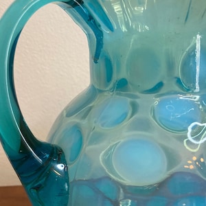 Beautiful 1940s Vintage Fenton Aqua Blue Opalescent "coin Dot" Pitcher ...