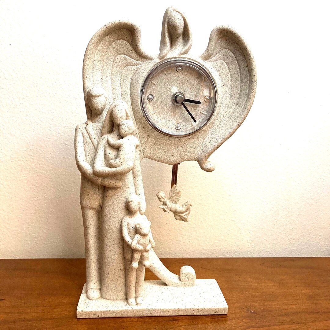 Vintage Beautiful Cast Resin Angel Sculptural Guardian Angel Protector ...