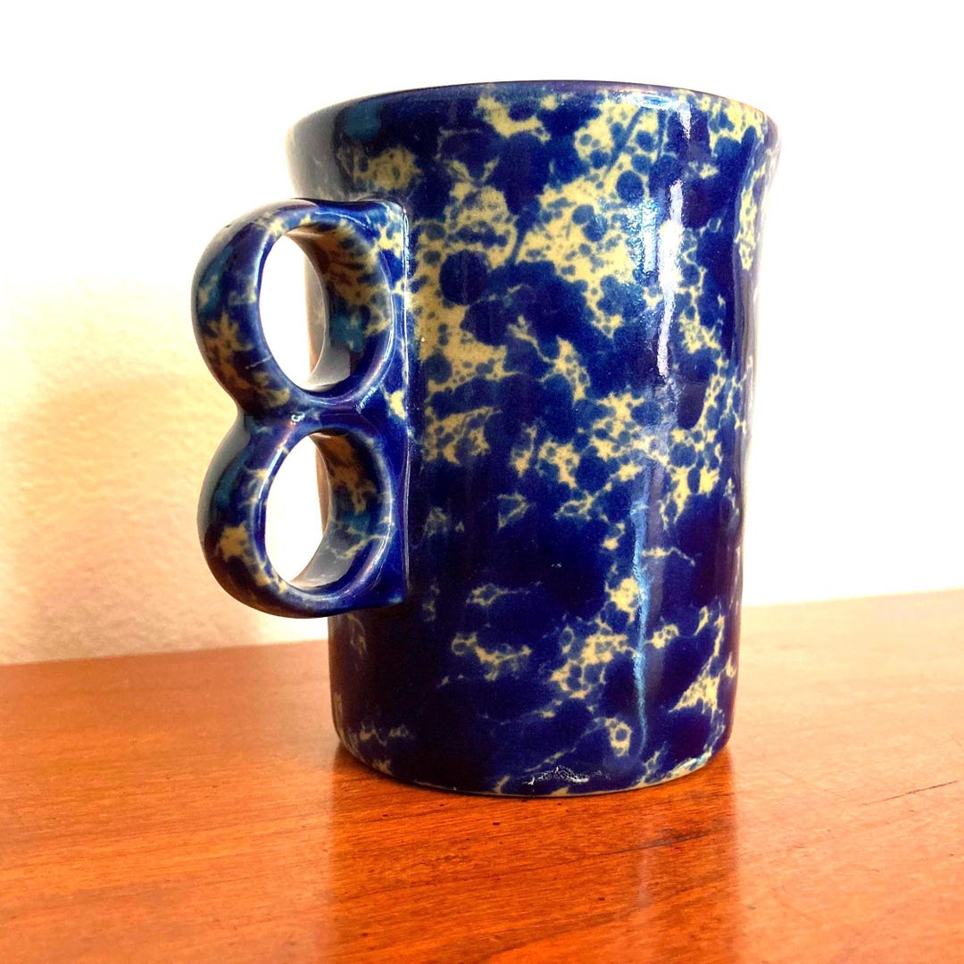 Vintage Bennington Potters Mug, Blue Agate Marbled Pottery, Signed ...