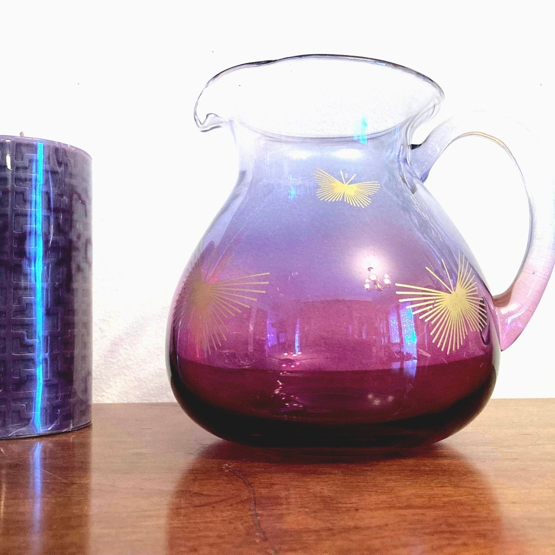 Charming Avon Purple Ombré Pitcher With Gold Butterfly Accents ...