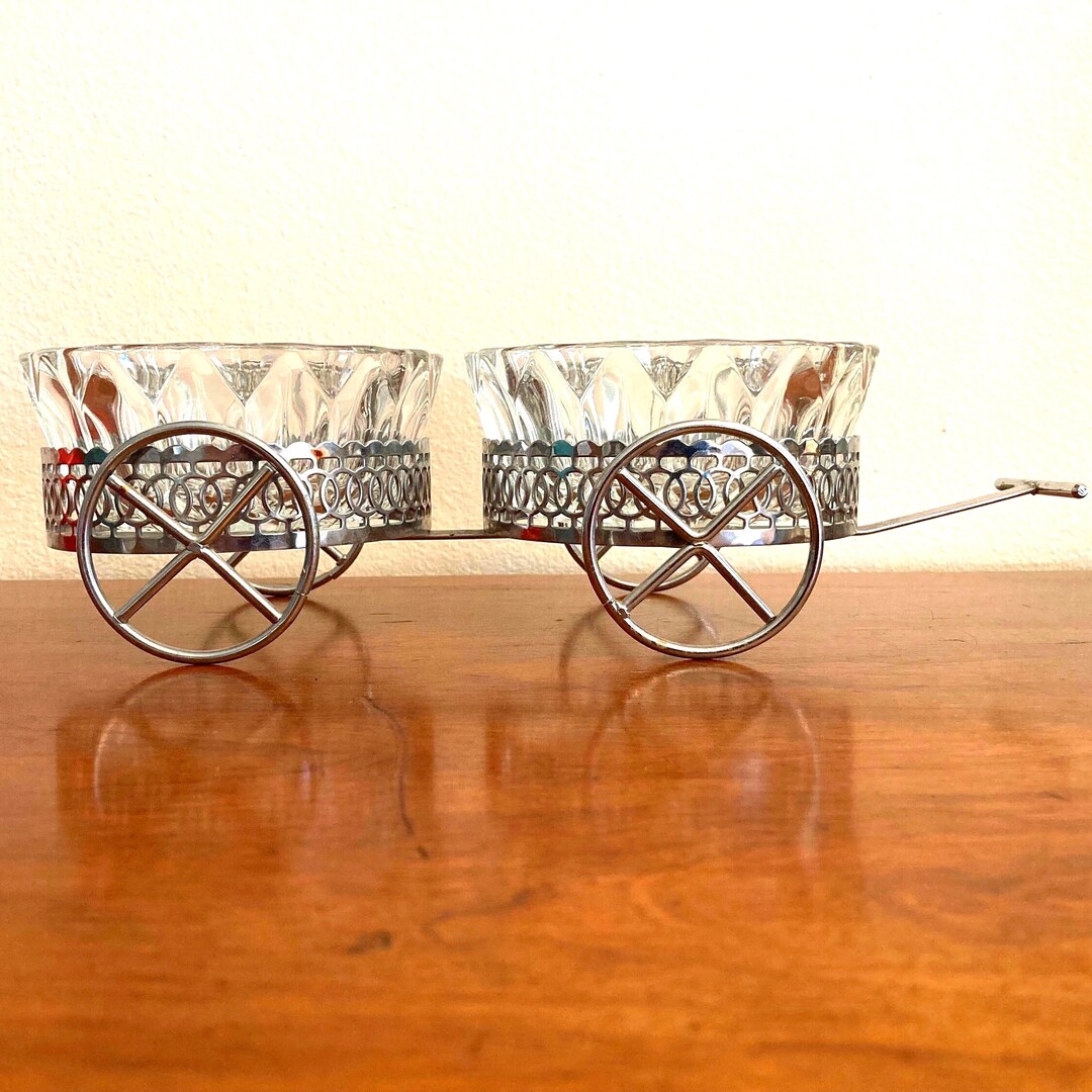 Stunning French Crystal Glass Carriage Caddy Silver Plated Frame ...