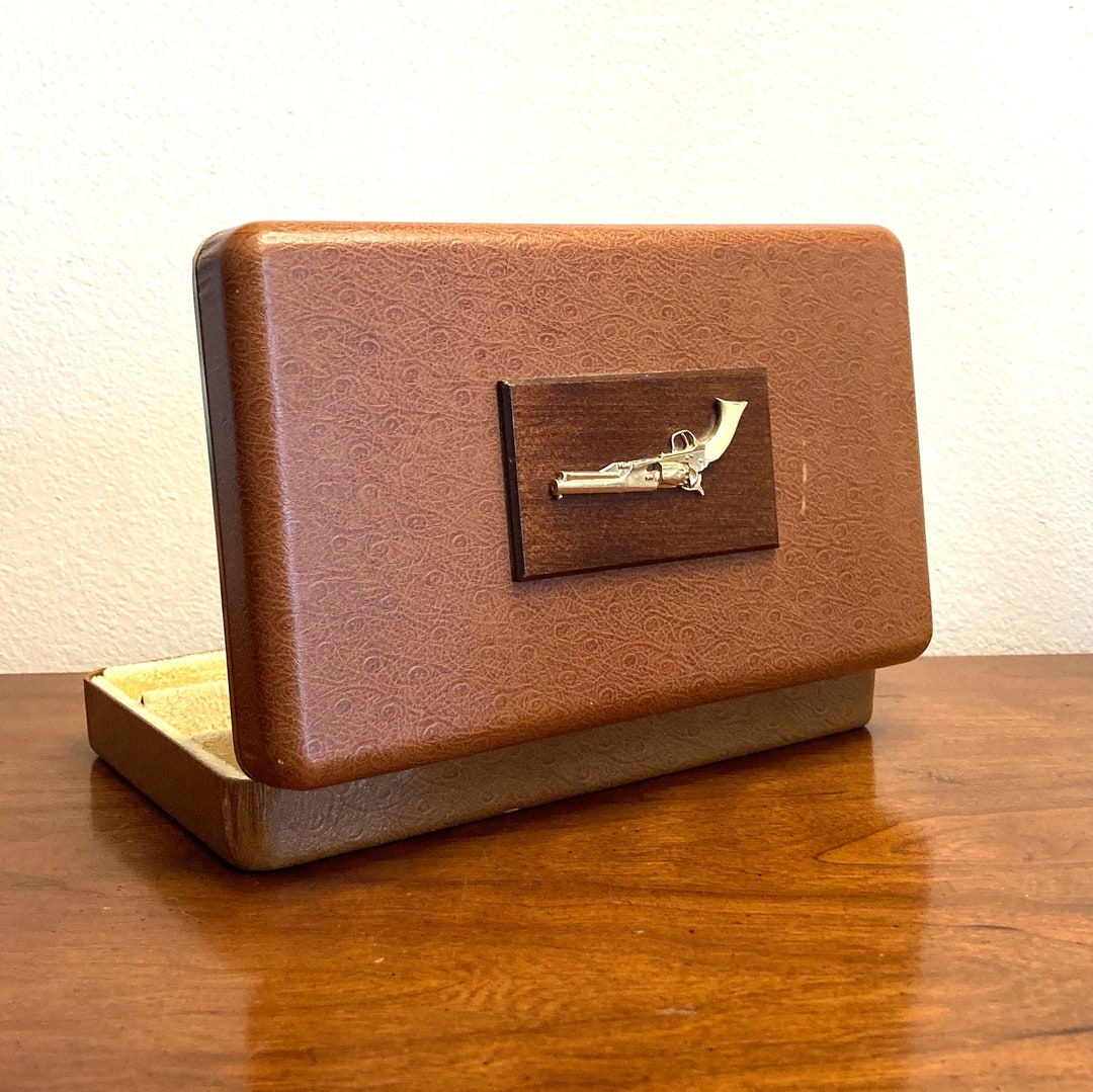 Mid Century Colt Revolver Pistol Medallion Leather Gentleman’s Tie Clip ...