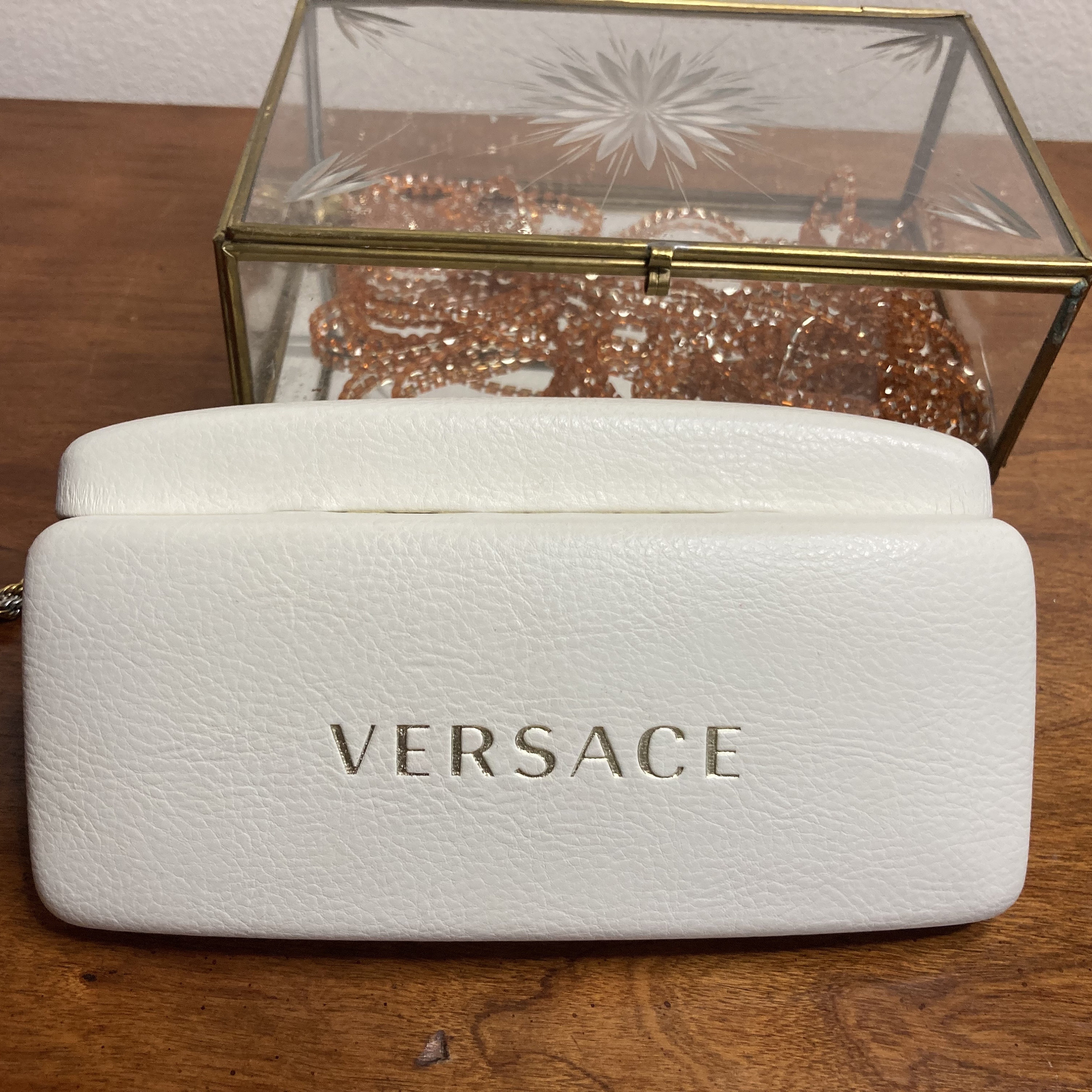 Vintage Designer Versace Hard Shell Bright White Faux Pebble Leather ...