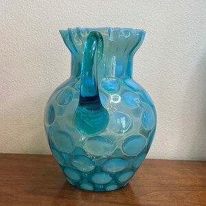 Beautiful 1940s Vintage Fenton Aqua Blue Opalescent "coin Dot" Pitcher ...