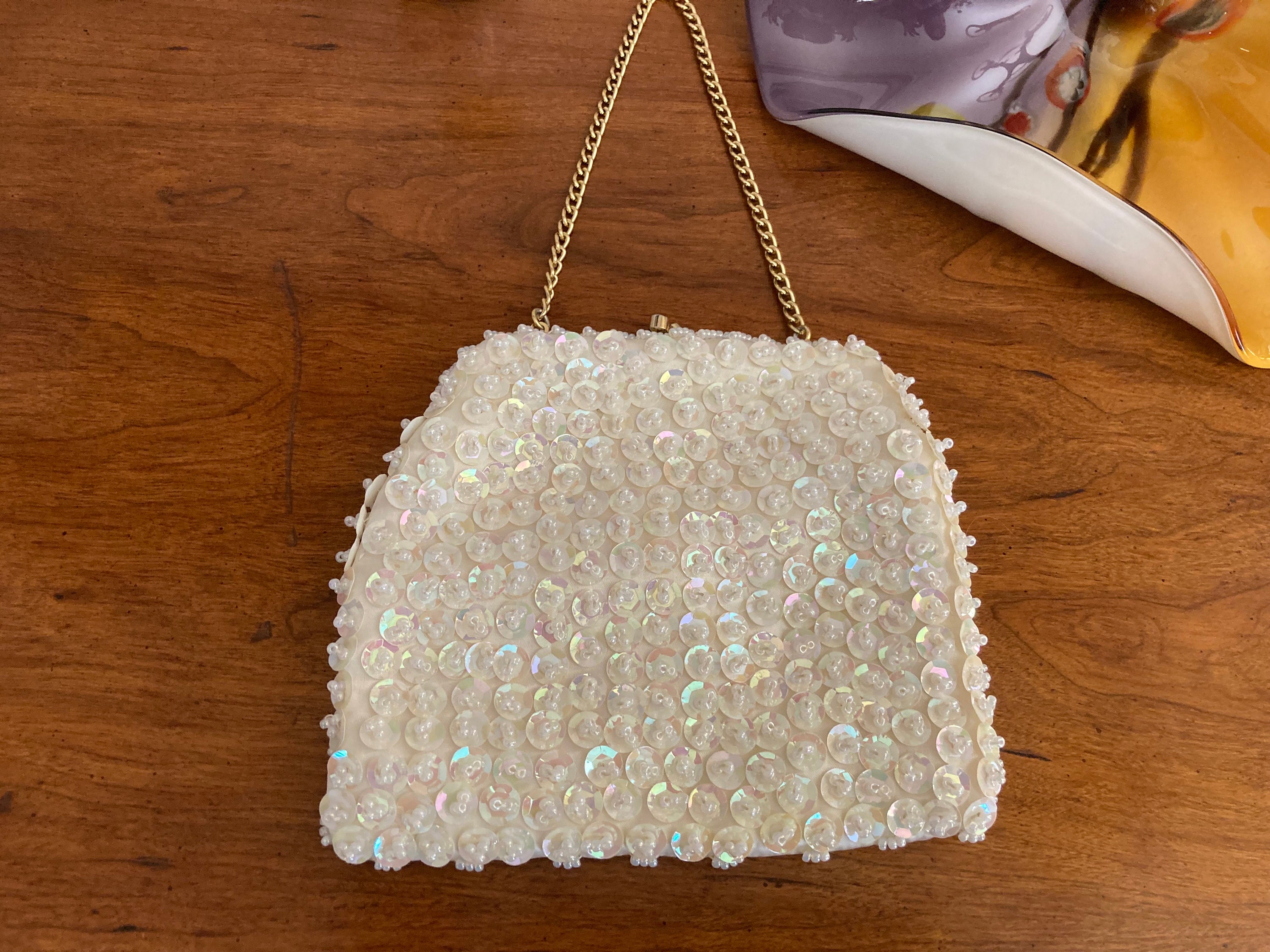 1960s Mr. Ernest Simon White Sequin and Bead Evening Handbag - Etsy