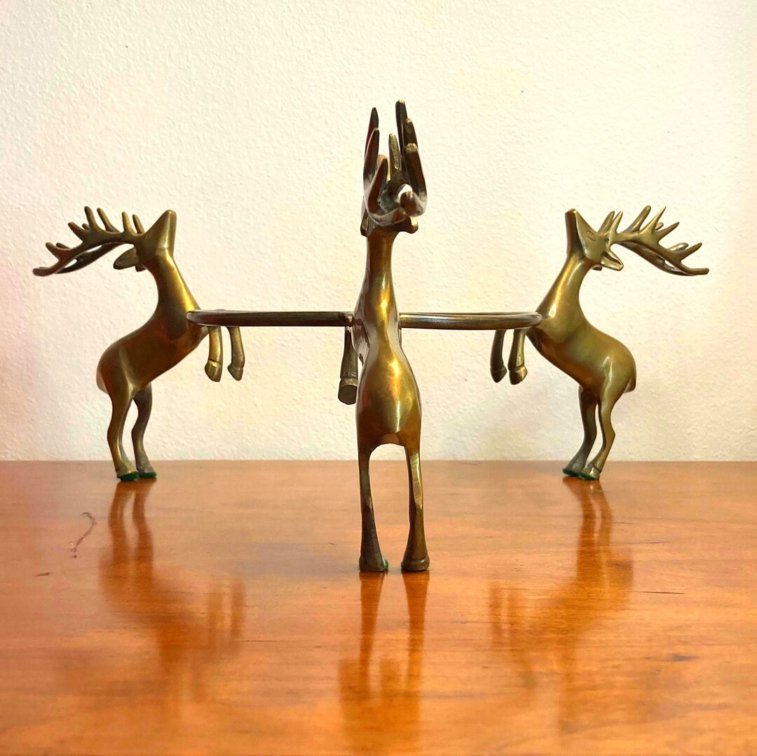 Vintage Hollywood Regency Stag Brass Pedestal Bowl Stand Mid Century ...