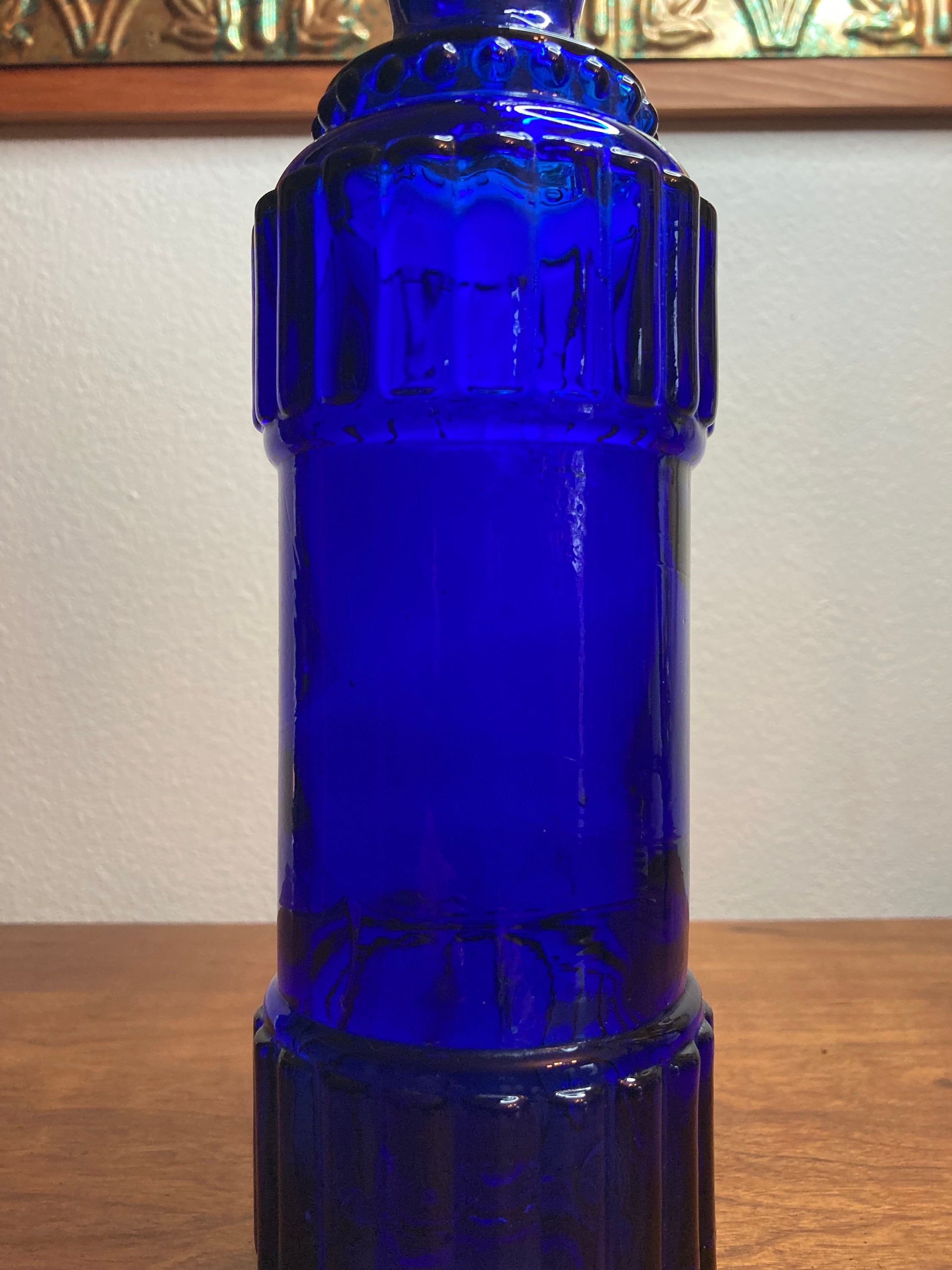 Beautiful Large Bright Cobalt Blue Glass Ornate Wine Bottle - Etsy
