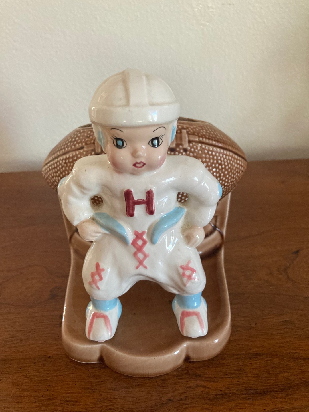 Retro Vintage Napco 1960s Small Football Player Planter or Toothbrush ...