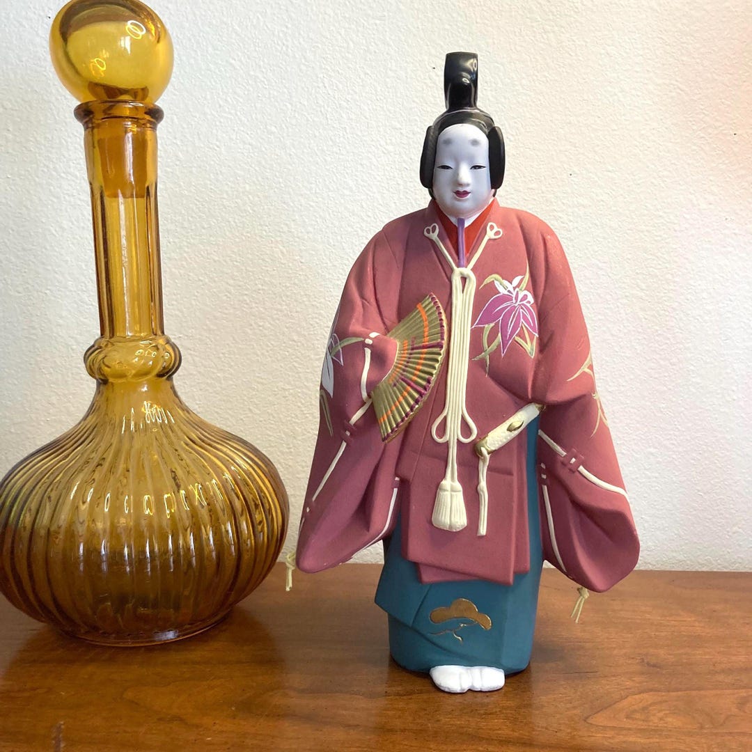 Vintage 1970s Ceramic Hakata Doll, Japanese Noh Theatre Geisha Figurine ...