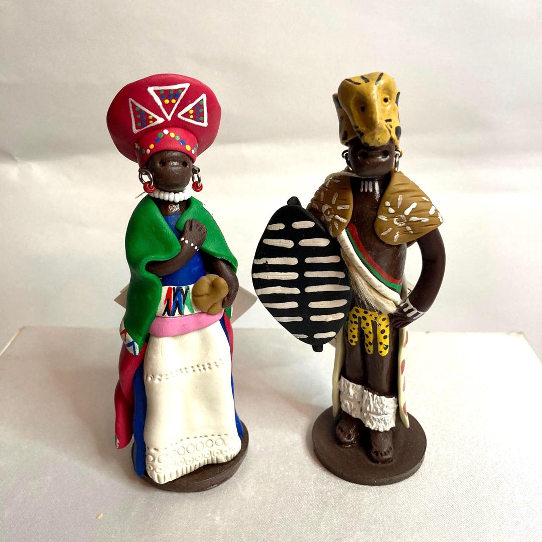 Vintage Artisan African Tribes Collection “zulu Warrior and Matron ...