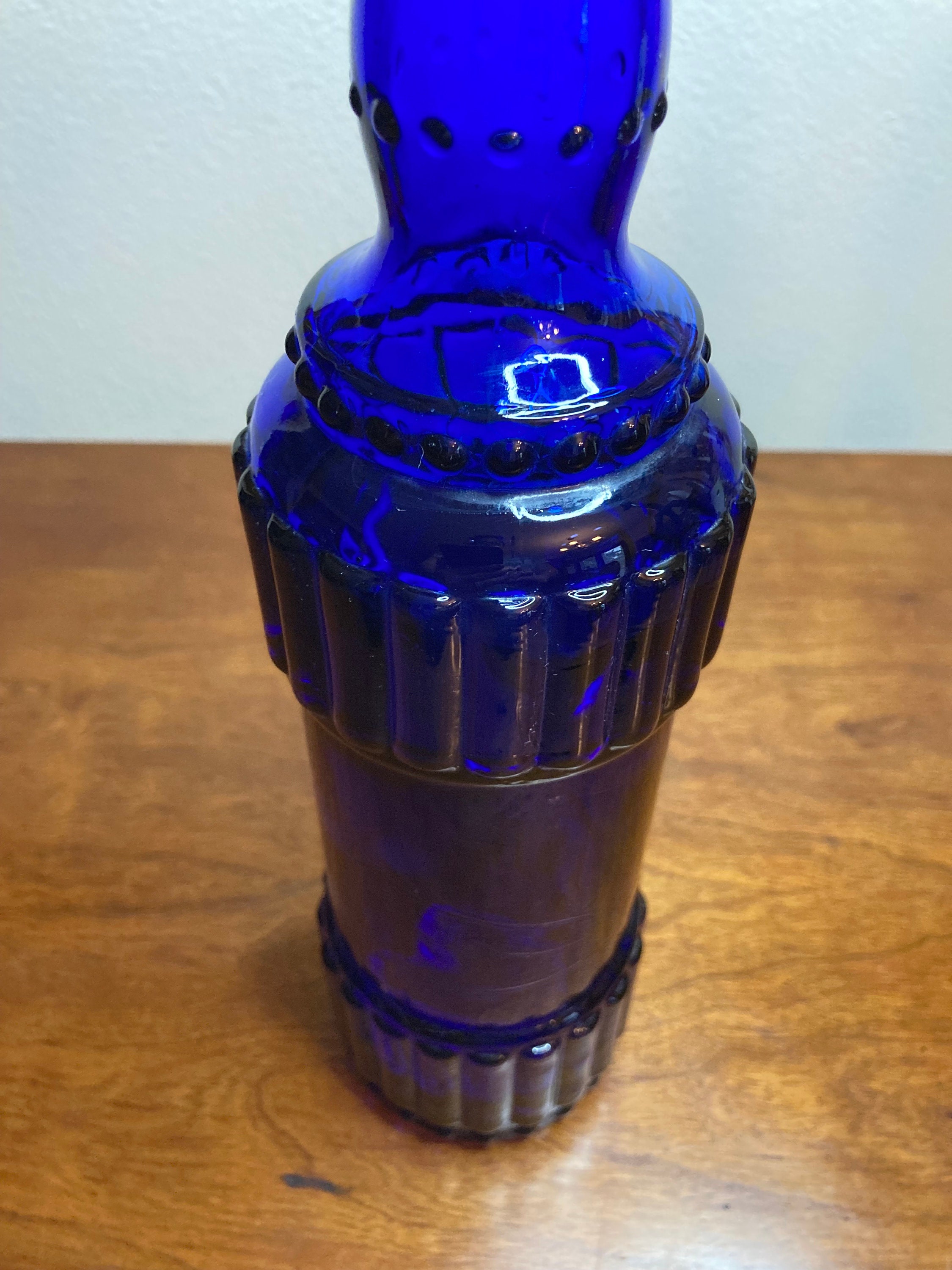 Beautiful Large Bright Cobalt Blue Glass Ornate Wine Bottle - Etsy