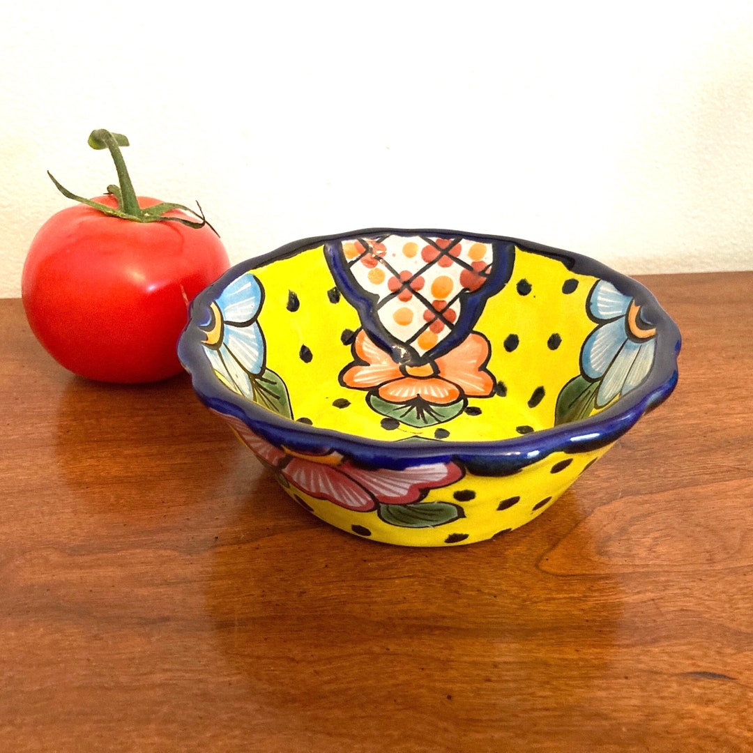 Vintage Mexican Talavera Salsa Bowl, Lead Free Clay Bowl, Hand Painted ...