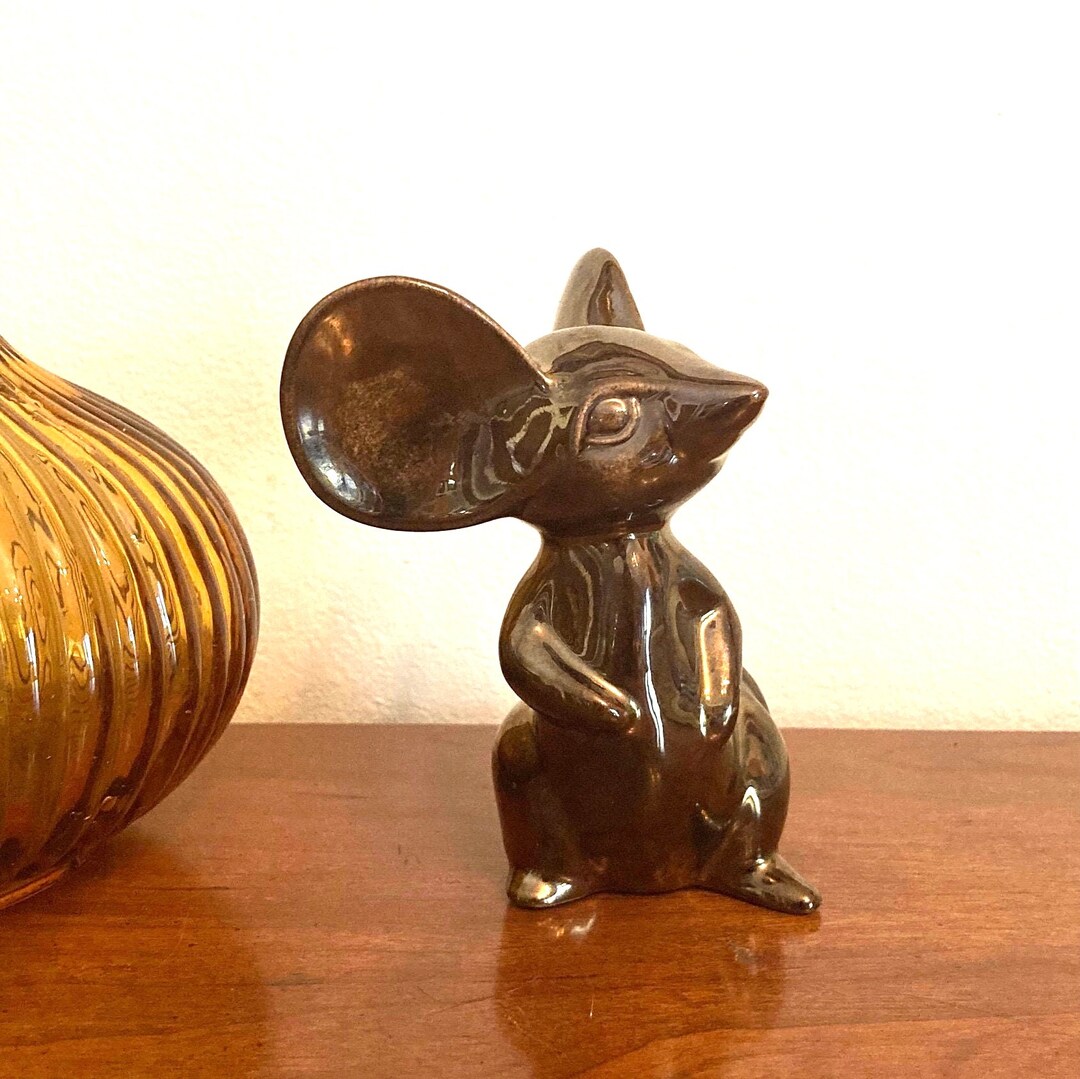 Retro 70s Big-eared Mouse Figurine - Handcrafted Ceramic Collectible ...
