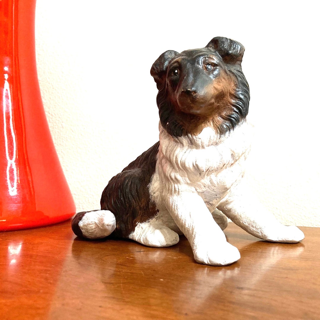 Charming Vintage Collie Dog Sculpture Hand-painted Beauty Vintage Lassy ...