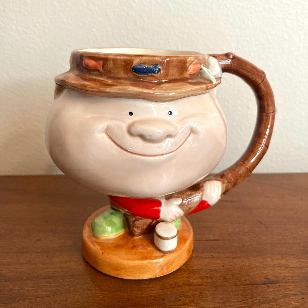 Vintage Adorable Ceramic 3D Figural Fly Fishing Mug, Outdoor Recreation ...