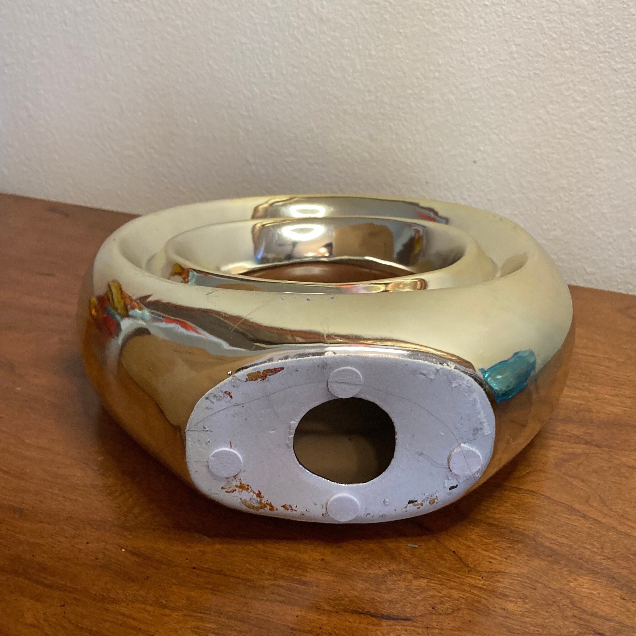 Vintage Modern Silver Reflective Ceramic Abstract Sculpture With ...