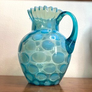 Beautiful 1940s Vintage Fenton Aqua Blue Opalescent "coin Dot" Pitcher ...