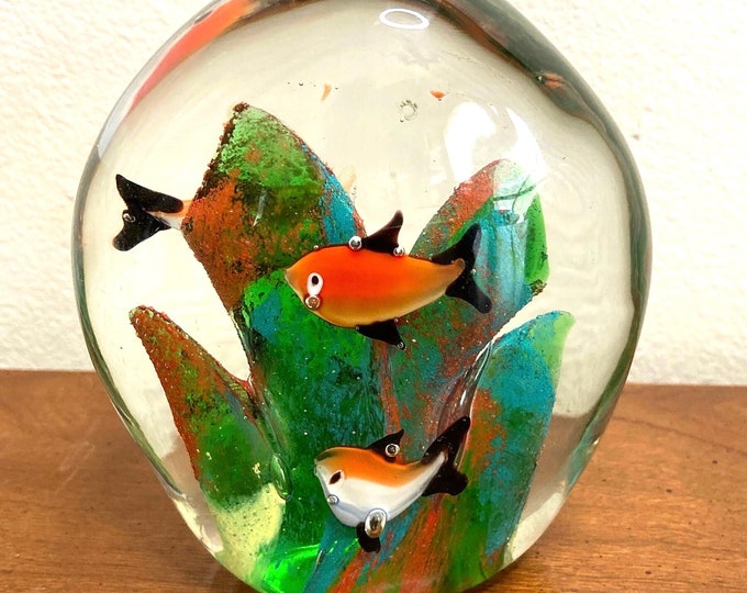 Vintage Beautiful Blown Art Glass Fish Aquarium Sea Life Paper Weight ...