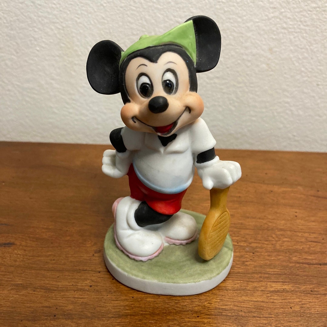 1980s Retro Disney Mickey Mouse Tennis Player Figurine, Bisque ...