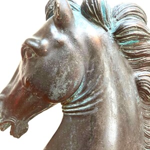 Rustic Vintage Flaming Mane Horse Head Sculpture Aged Bronzed Copper ...