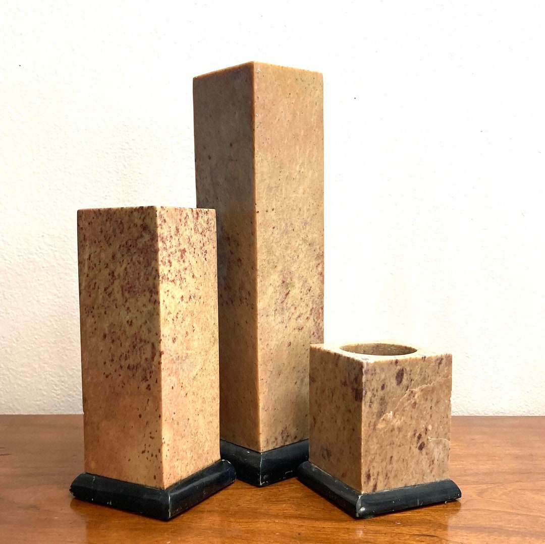 Beautiful Vintage Minimalist Cube Column Ceylon Granite Votive ...