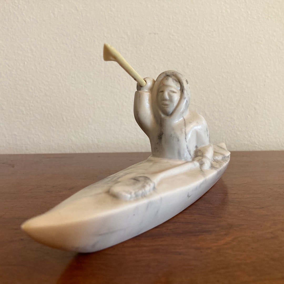 1960s Canadian Inuit Resin Composite Kayak Hunter With Removable Spear ...