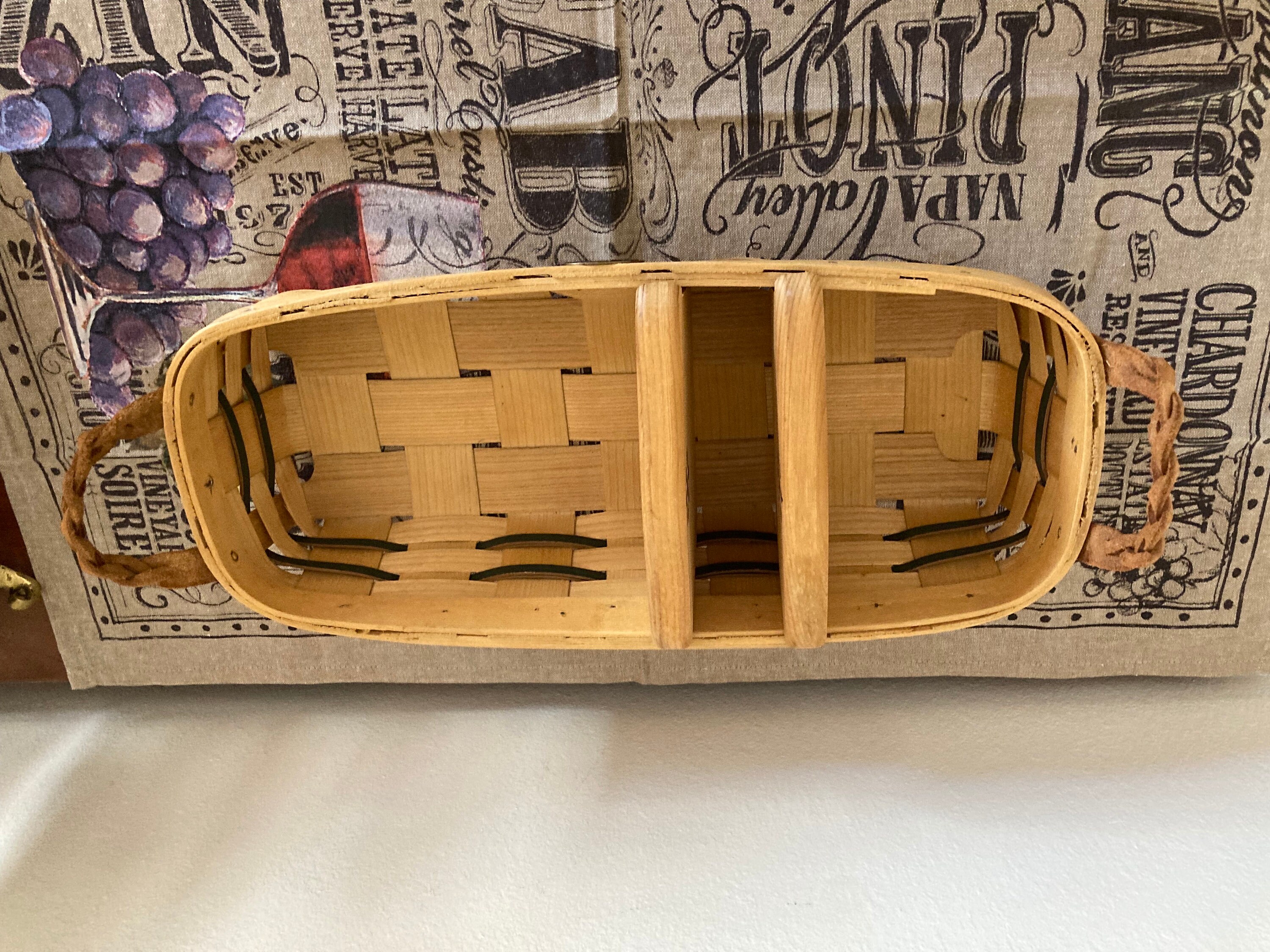 Peterborough Weaved White Ash and Leather Bread Basket With Matching ...