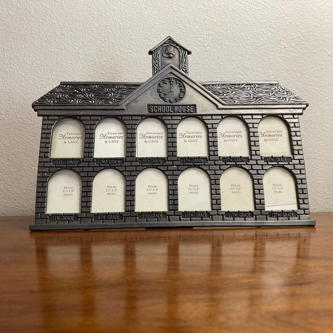 Vintage Pewter Schoolhouse 1-12 Grade Photo Collage Photo Frame in New ...