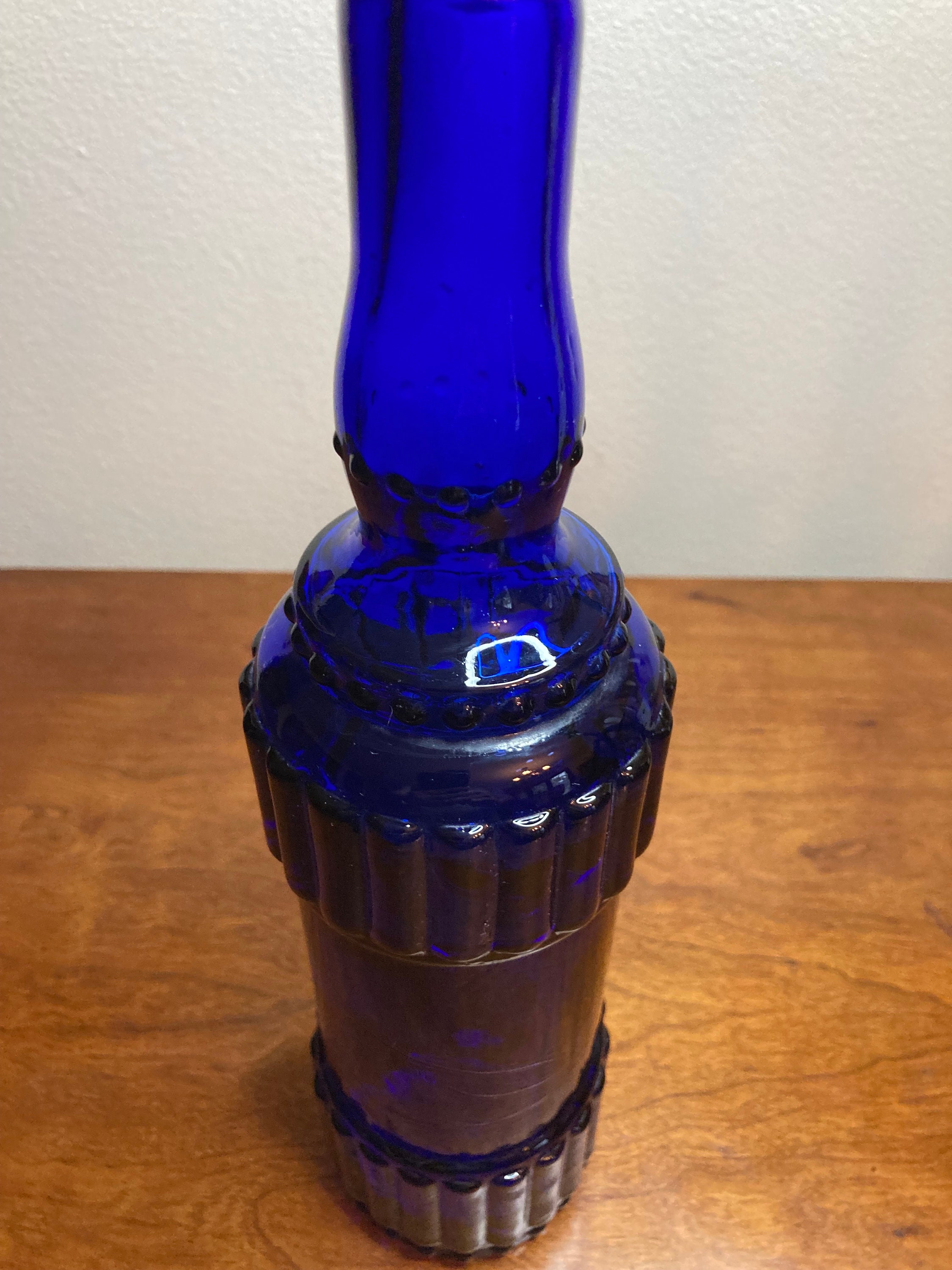 Beautiful Large Bright Cobalt Blue Glass Ornate Wine Bottle - Etsy