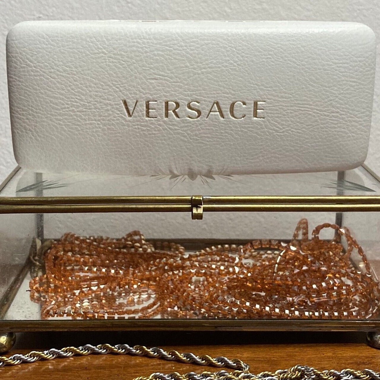 Vintage Designer Versace Hard Shell Bright White Faux Pebble Leather ...