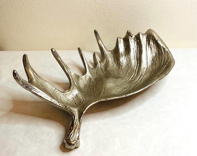 Beautiful 14” Aluminum Moose Antler Bowl, Nature Themed, Modern ...