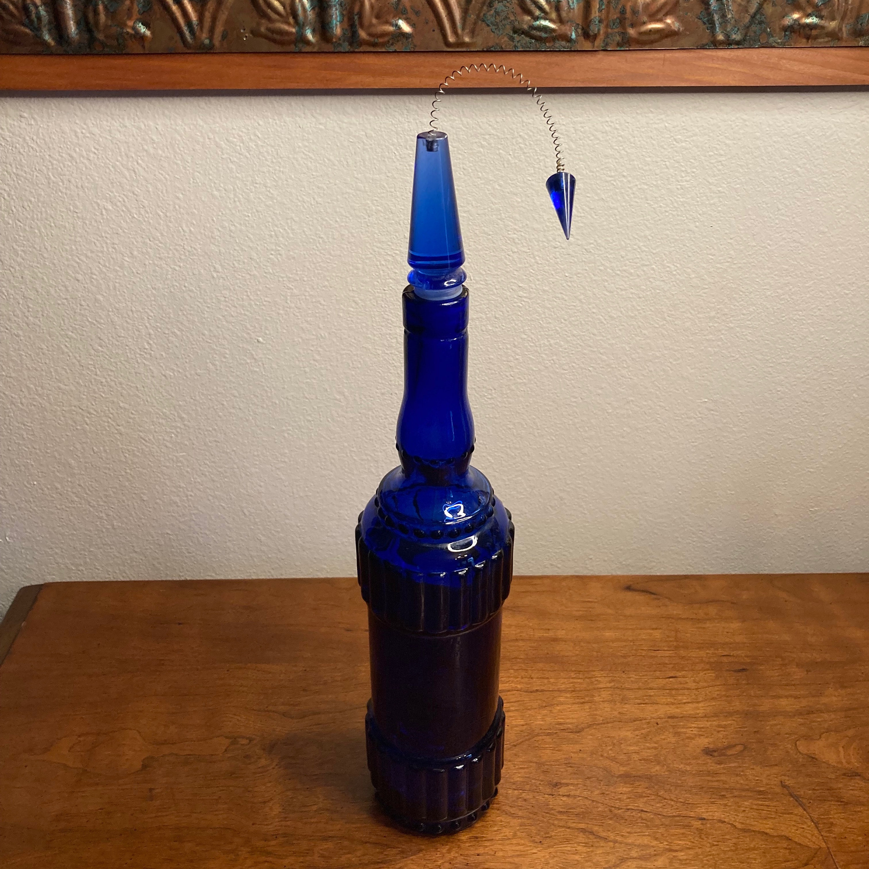 Beautiful Large Bright Cobalt Blue Glass Ornate Wine Bottle - Etsy