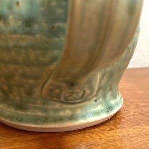 Vintage Art Pottery Creamer, Hand Thrown Stoneware Mug, Blue Green Drip ...