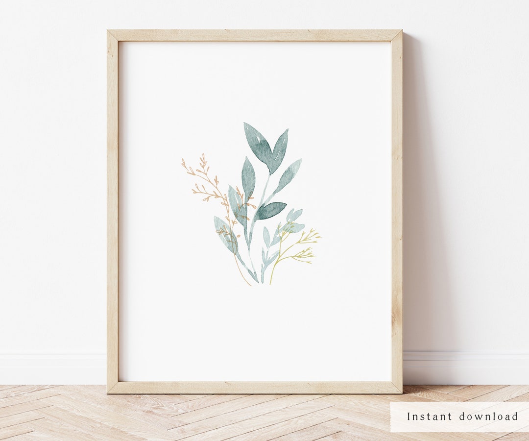 Hand Painted Sprigs Art Print, Printable Wall Art, Wildflower ...
