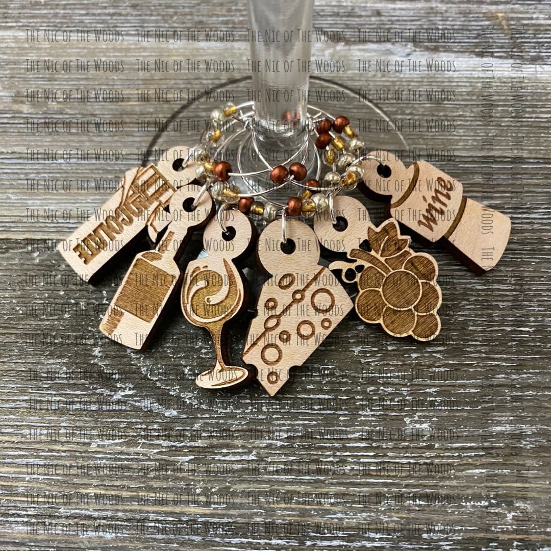 Wine Charm Set of 6 - SVG - Laser Cut File - Instant Download - Etsy