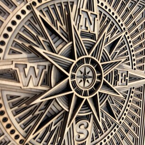 Geometric Nautical Compass - Handcrafted Layered Wood Wall Art ...