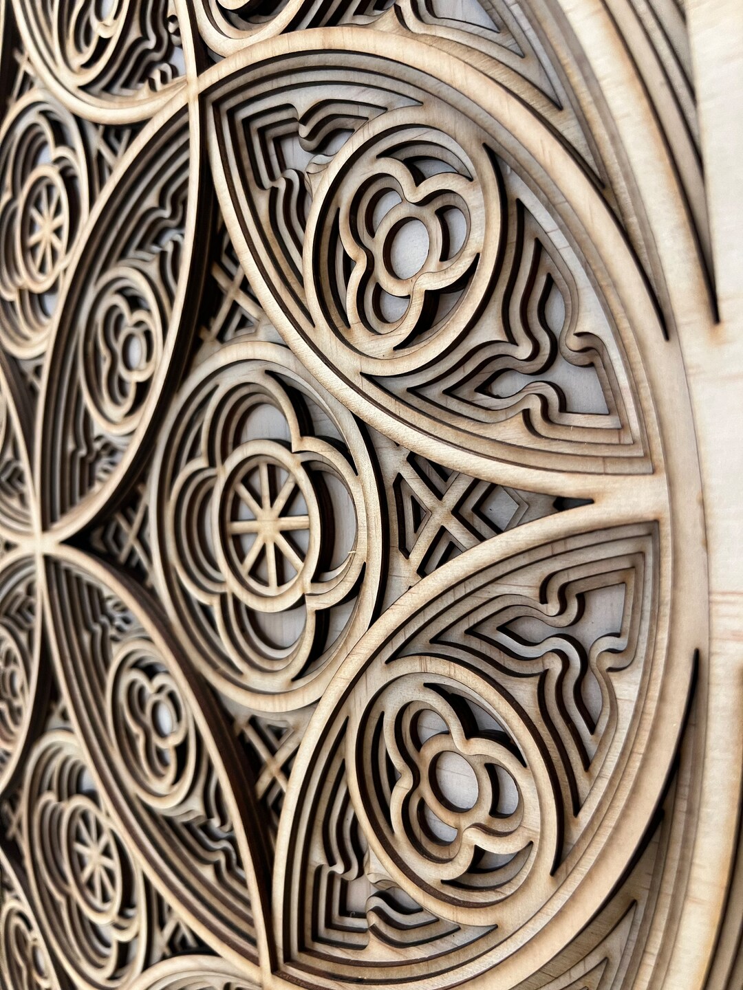 Handcrafted Layered Wood Wall Art - Intricate Gothic Rose Panel ...