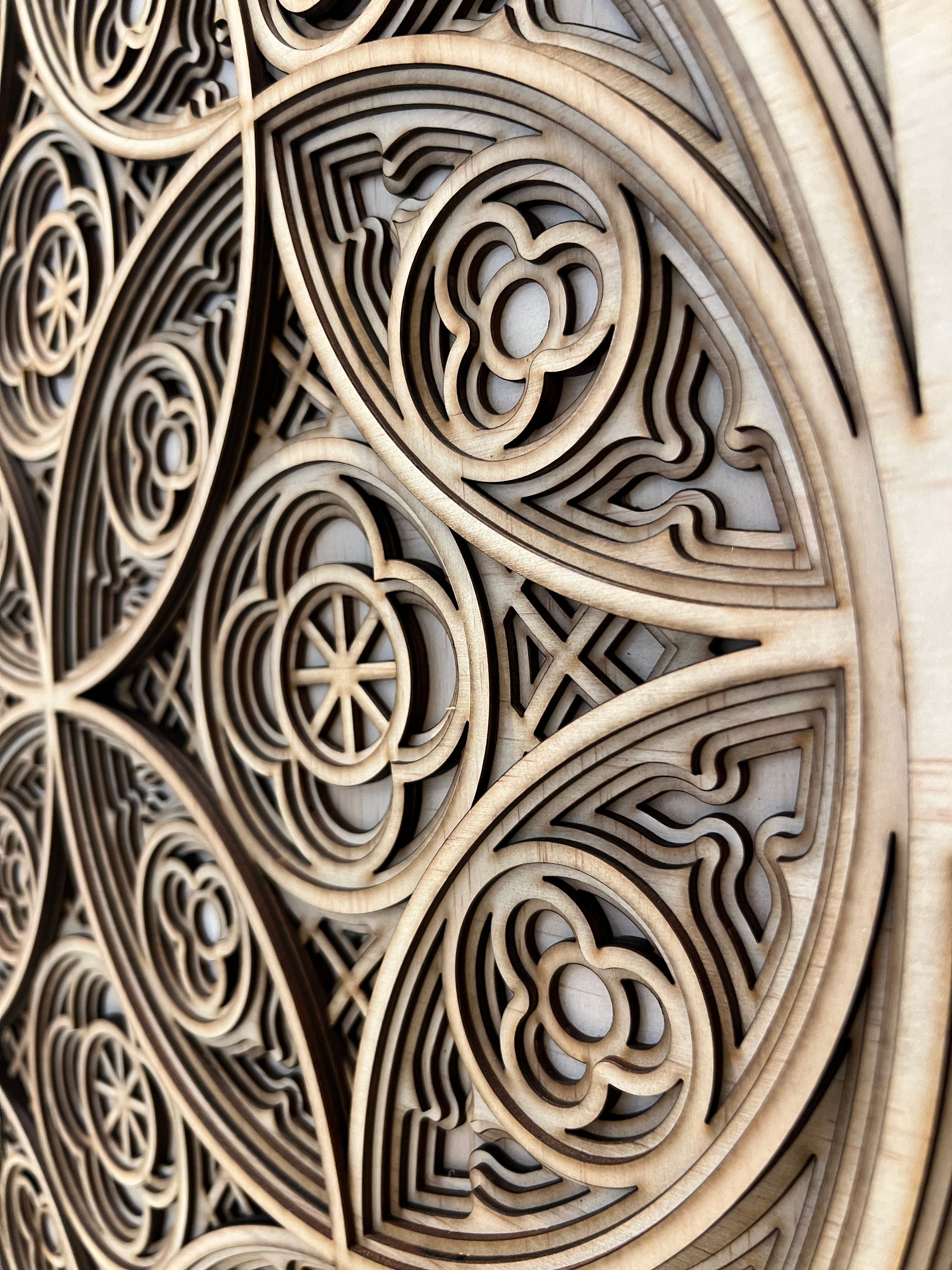 Handcrafted Layered Wood Wall Art - Intricate Gothic Rose Panel ...